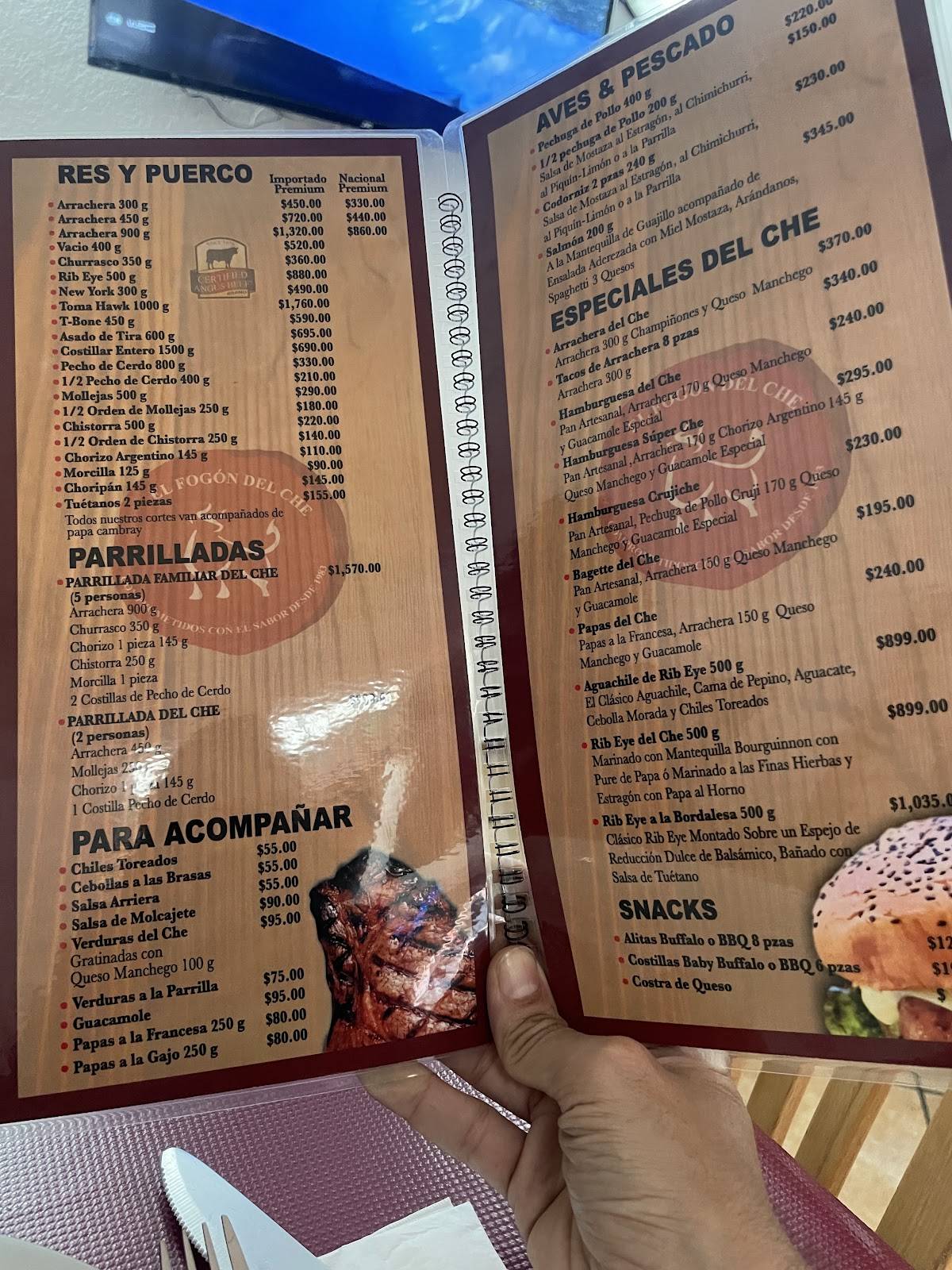 Carta del restaurante Fogón del Che, Ciudad del México, C. Juan E ...