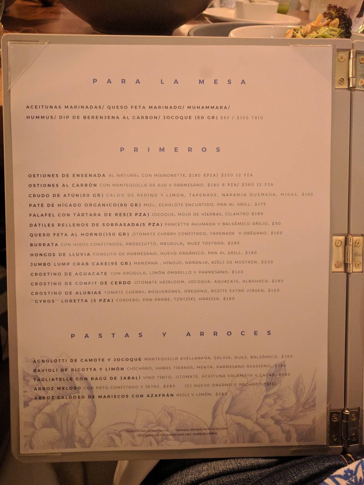 Carta del restaurante Loretta Chic Bistrot, Ciudad López Mateos