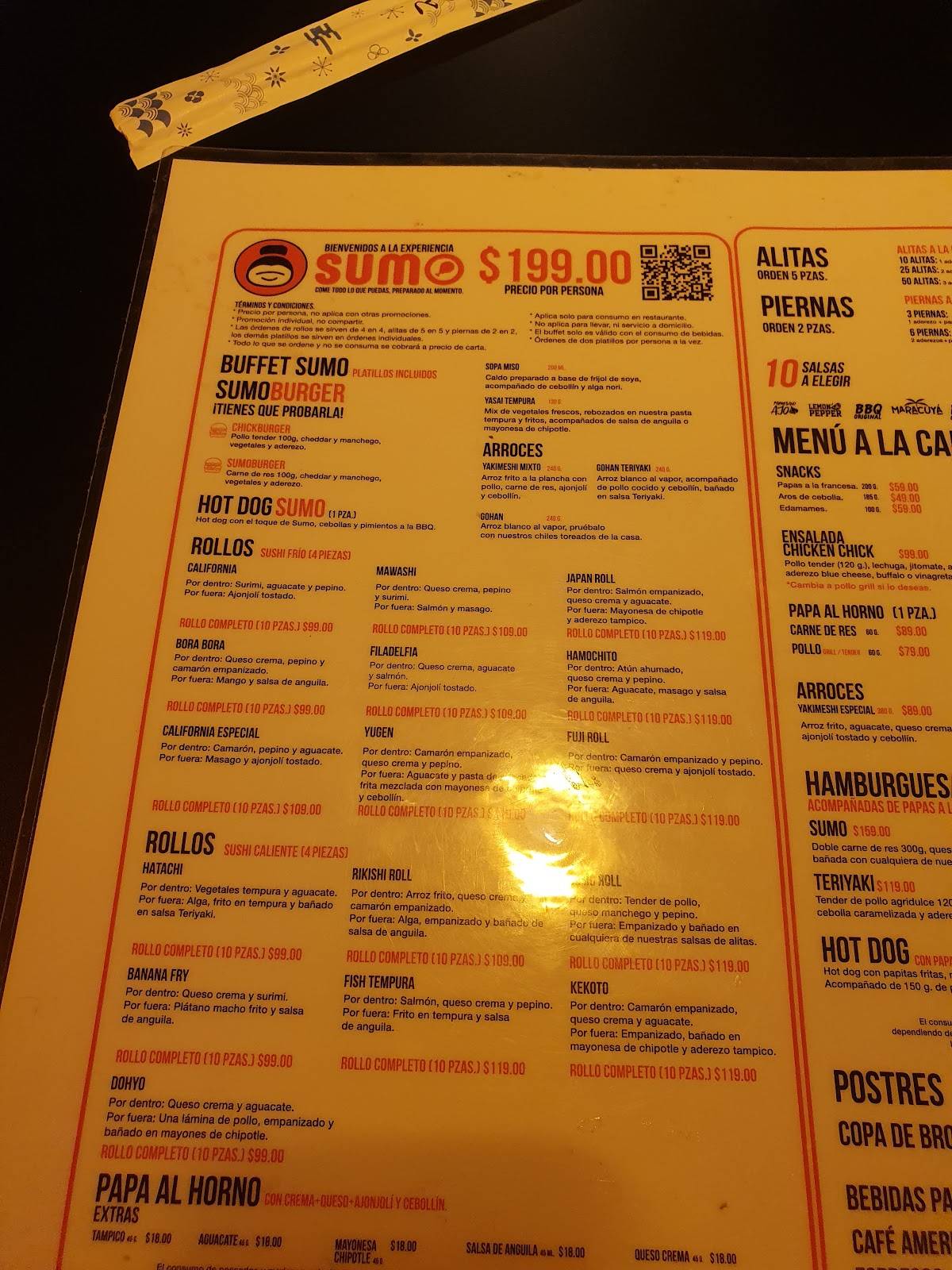 Carta del restaurante Sumo Buffet Condesa, Ciudad del México