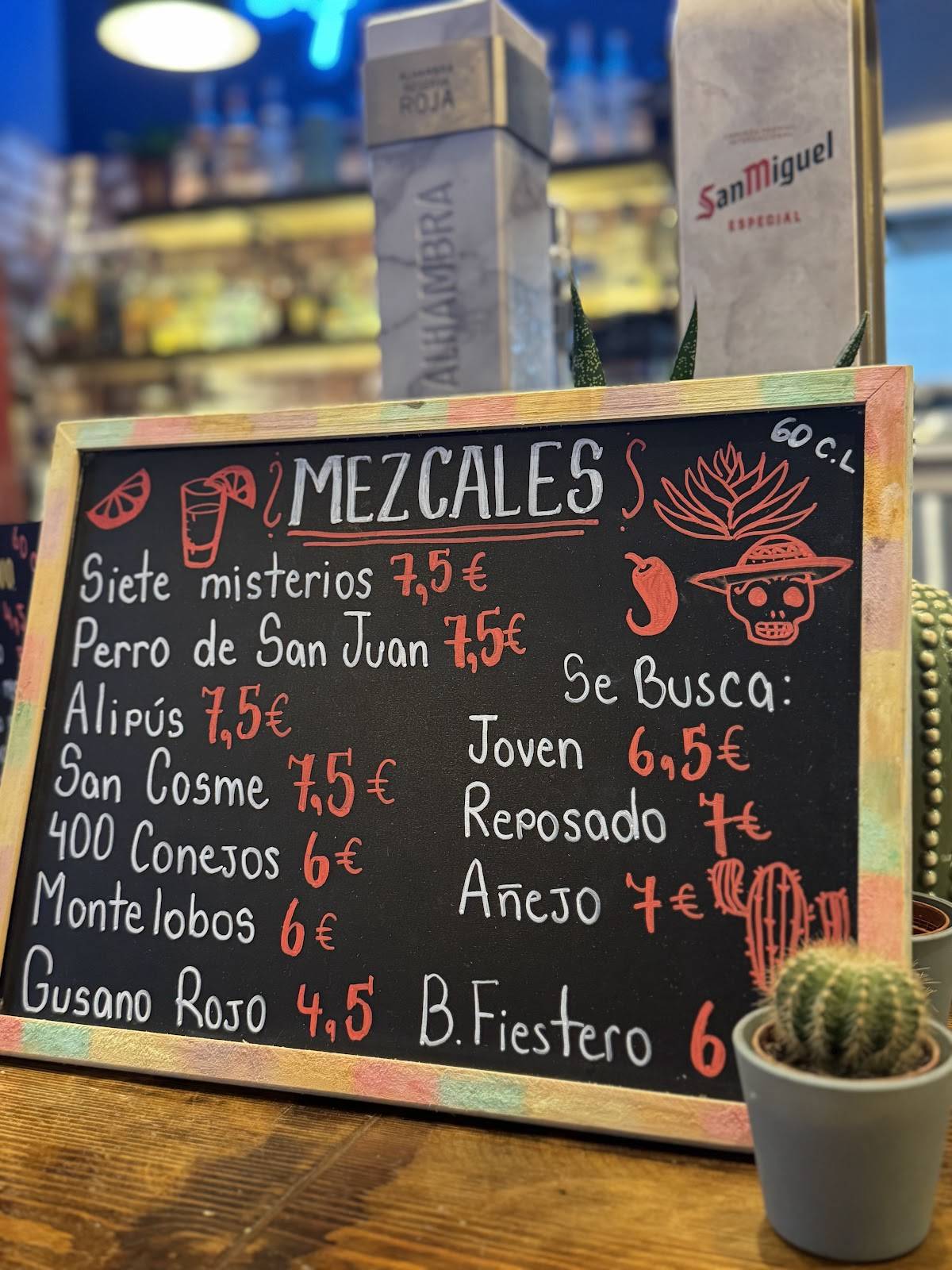 Carta de Mezcal Gastrobar Mexicano, Málaga