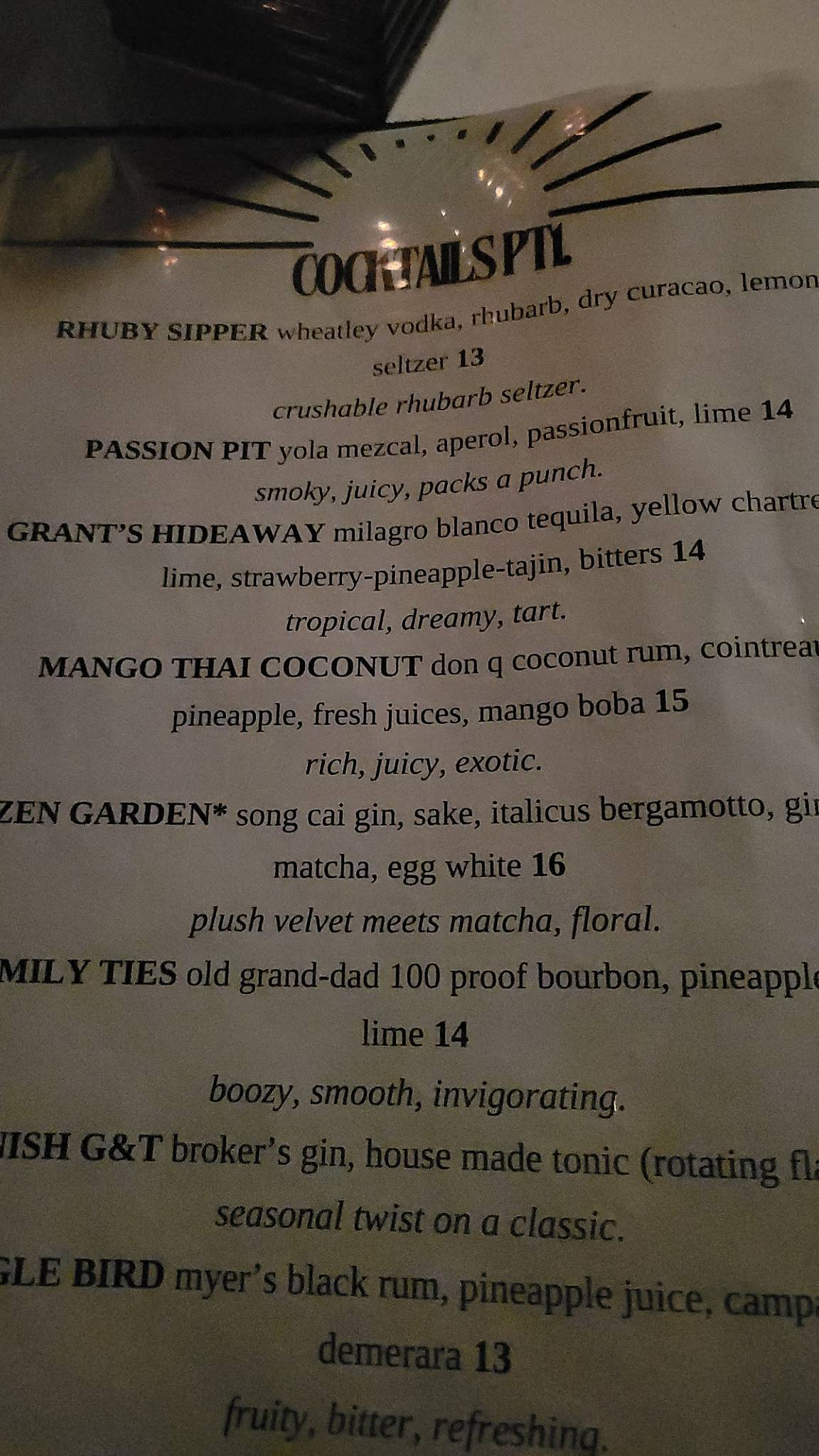 Menu at Mezzaluna & The Drawing Room restaurant, Fargo