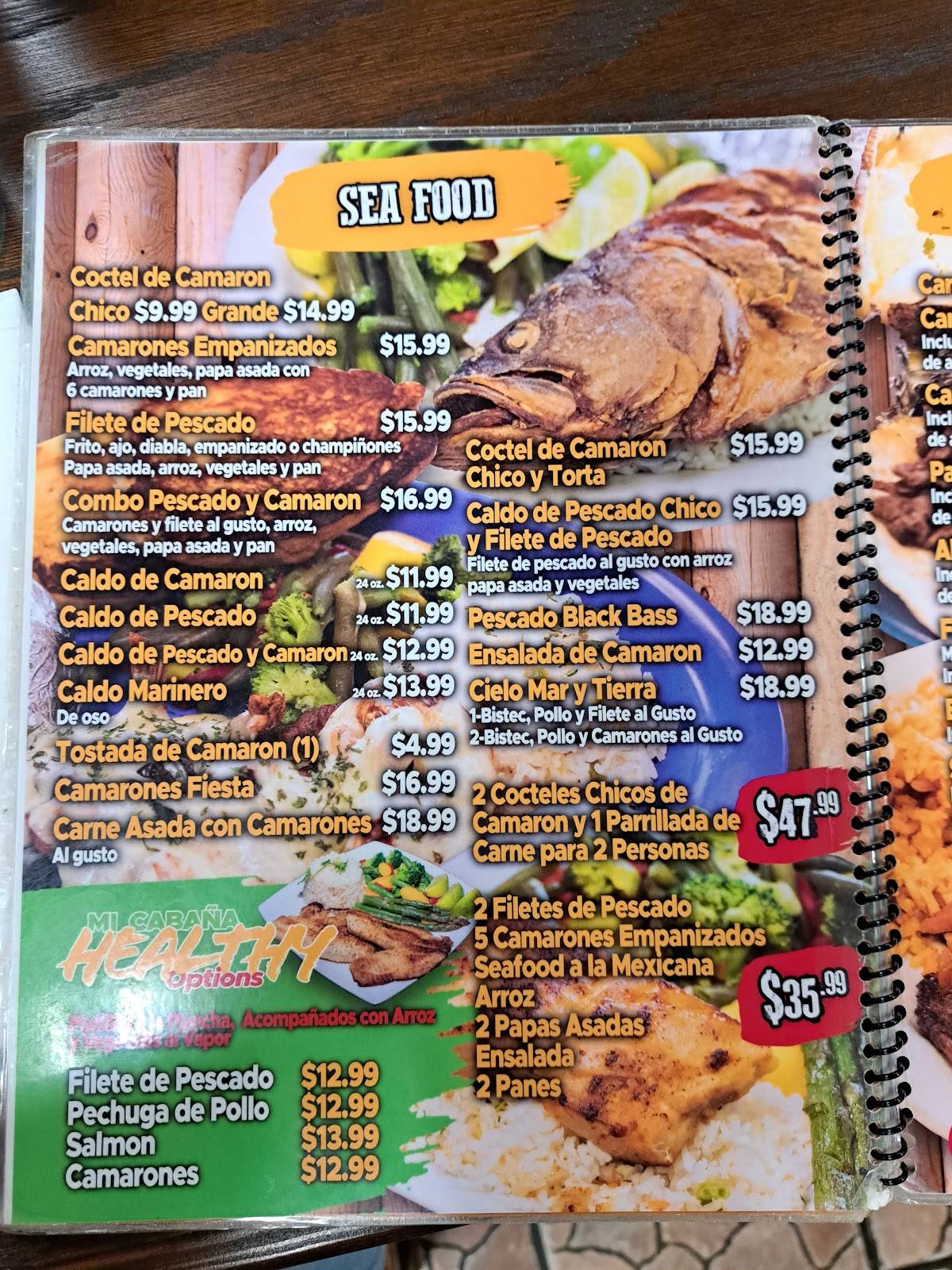 Menu at Mi Cabaña restaurant, Socorro, 657 Horizon Blvd