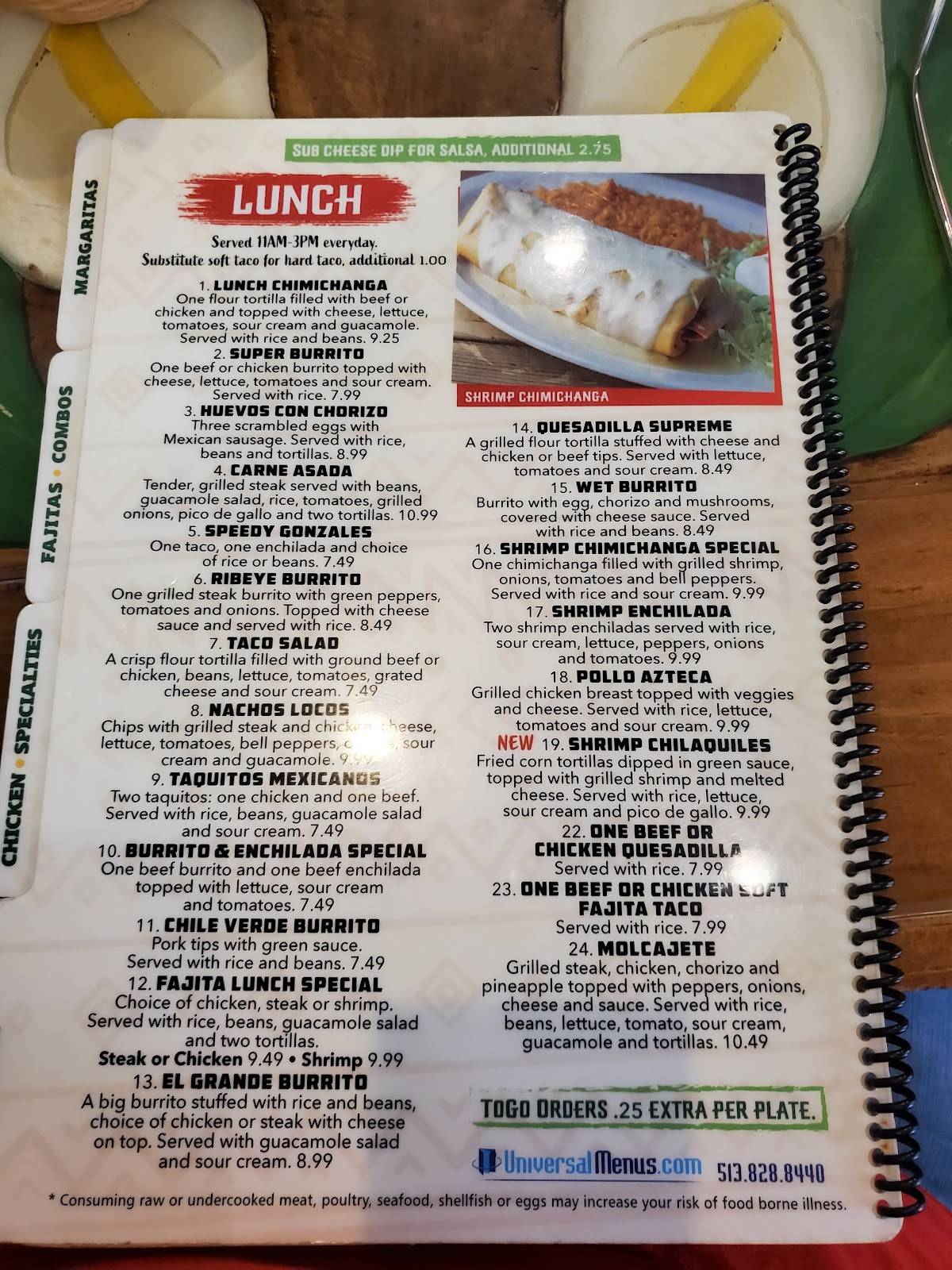 Menu at Mi-Tequila Mexican Restaurant, Findlay