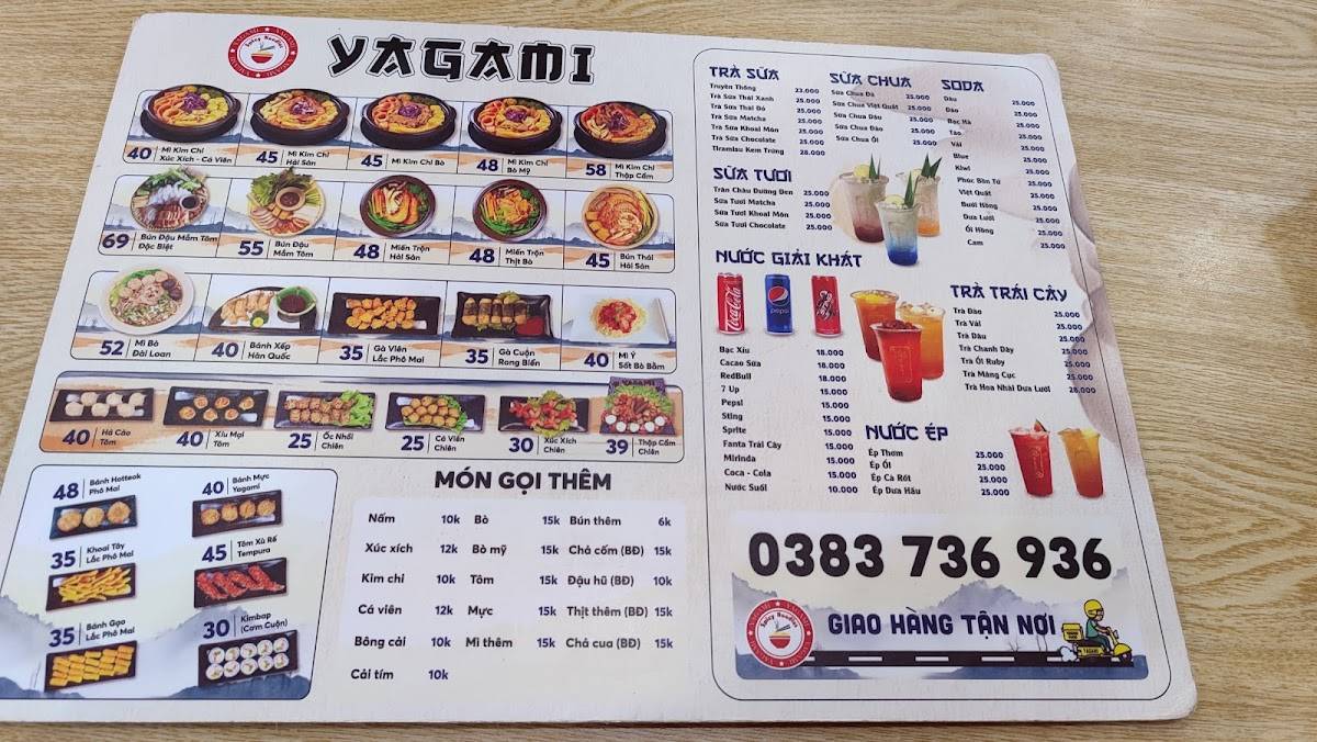 Menu at Mì cay Yagami Cà Mau Ẩm Thực Lẩu Thái - Nhật - Hàn restaurant ...