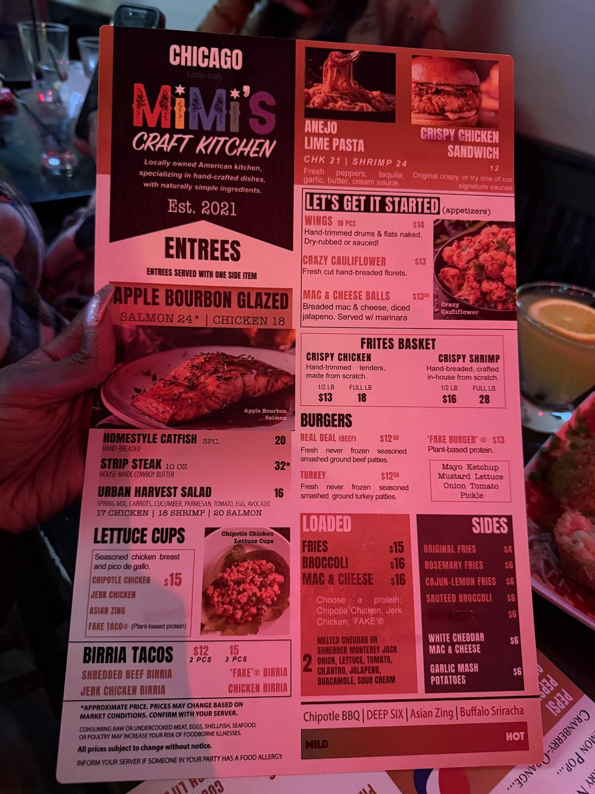 Menu at MiMi's Craft Kitchen fast food, Chicago