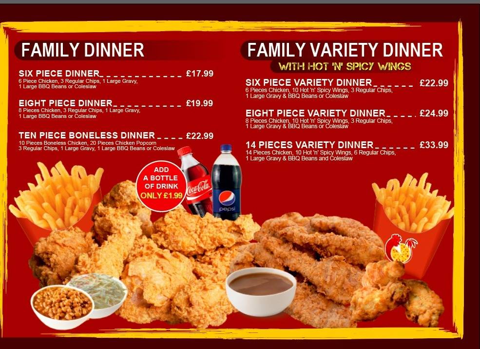 Menu at Miami Fried Chicken pizzeria, Manchester, 2 The Cir