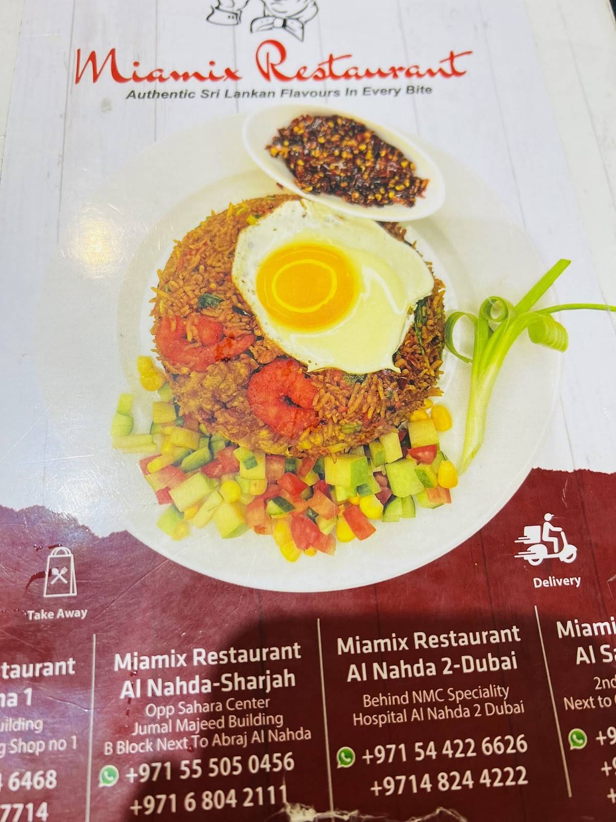 Menu at Miamix Restaurant Satwa (Sri lankan Restaurant), Dubai
