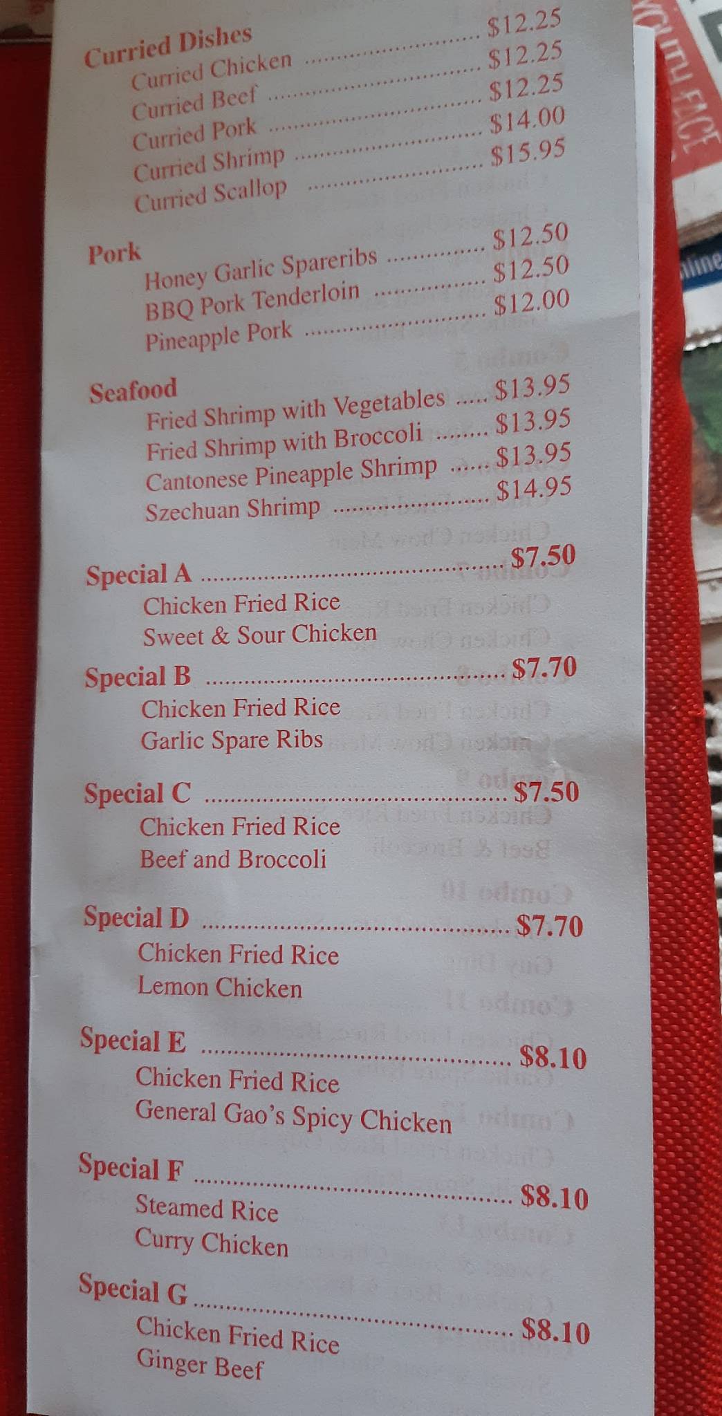 Menu at House Of Cheng Restaurant, Middleton