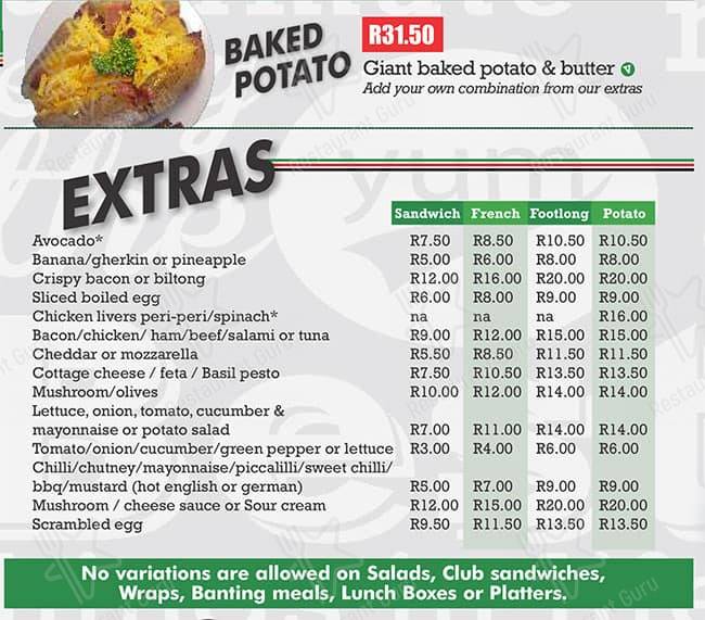 Menu at Sandwich Baron Midrand, Midrand, Motor City