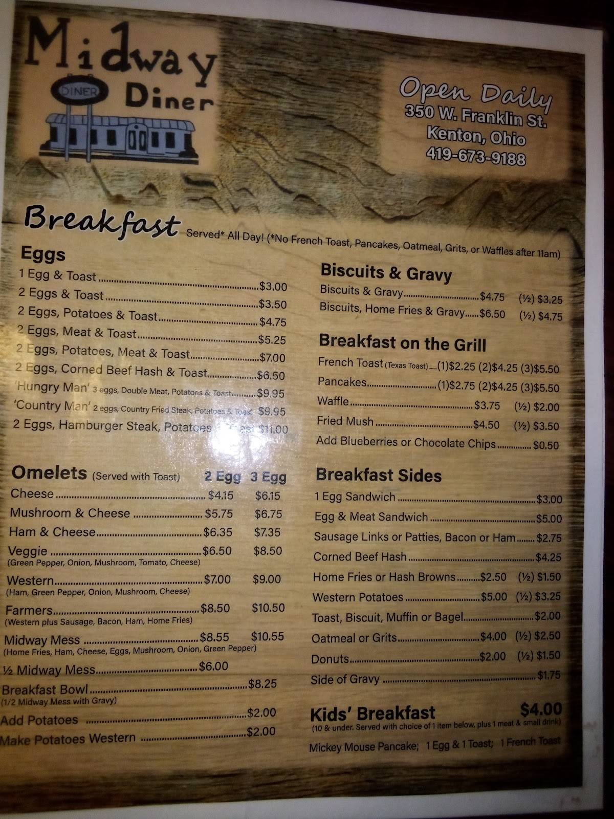 Menu at Midway Restaurant, Kenton