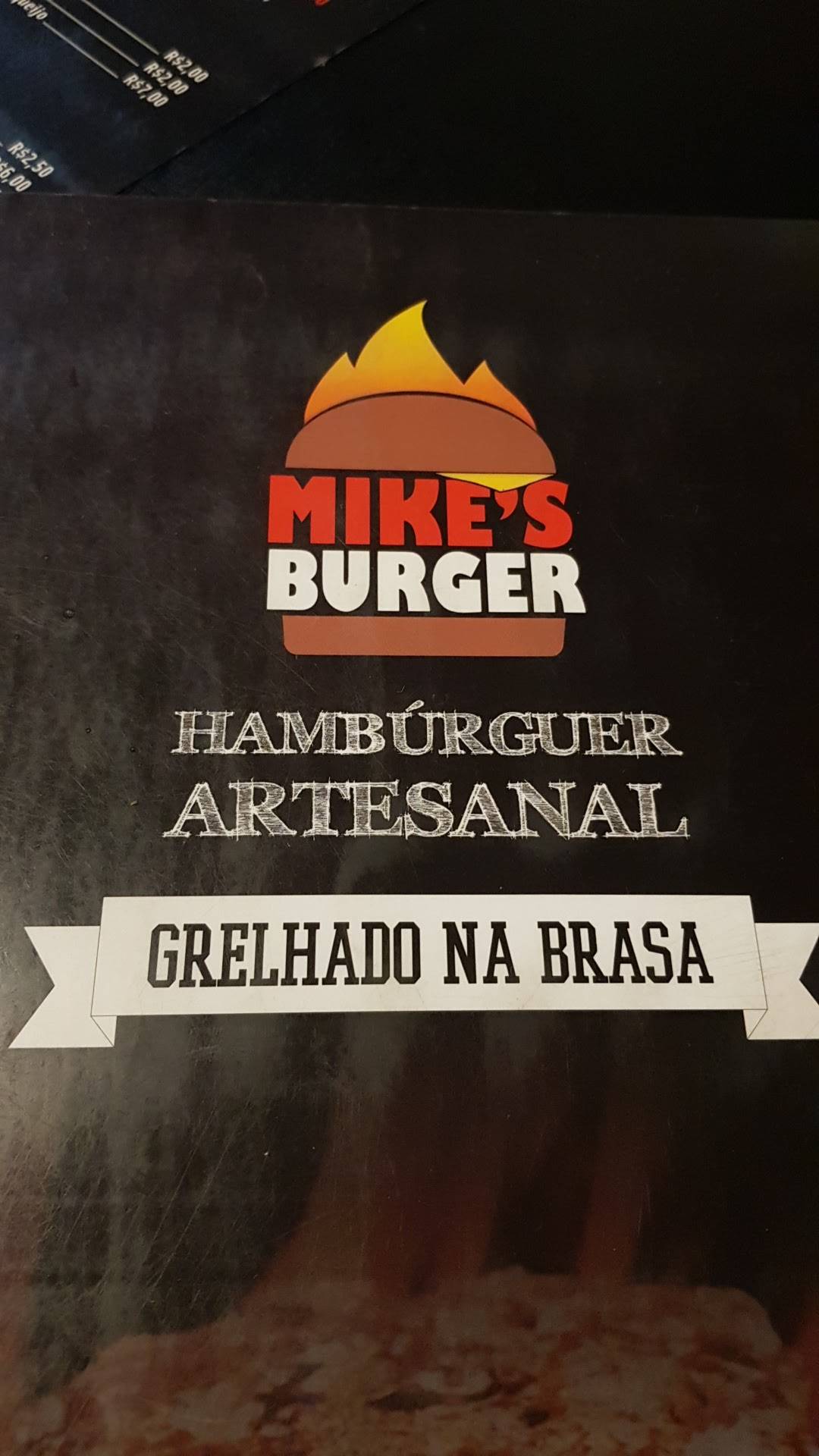 Menu at Mike's Burger restaurant, Arcos