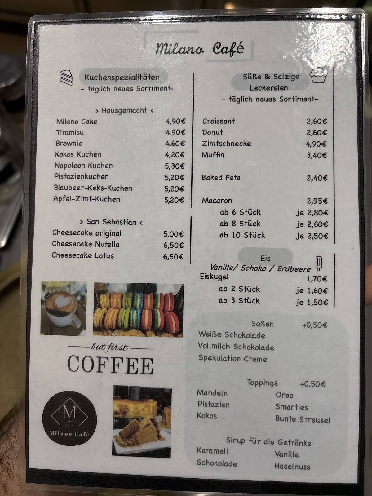 Menu au Milano Café Jena, Iena