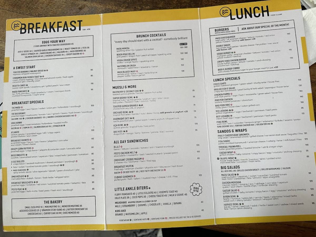 Menu at Milk & Madu Ubud cafe, Ubud