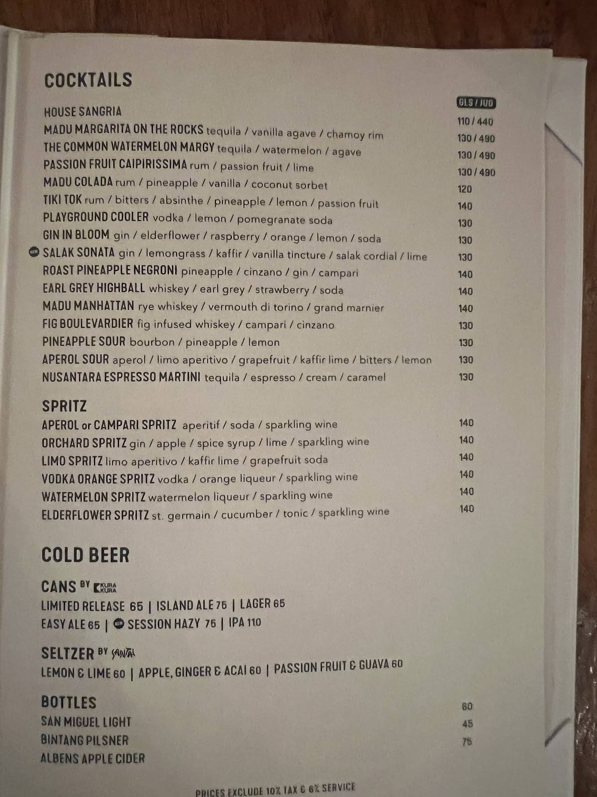 Menu at Milk & Madu Ubud cafe, Ubud
