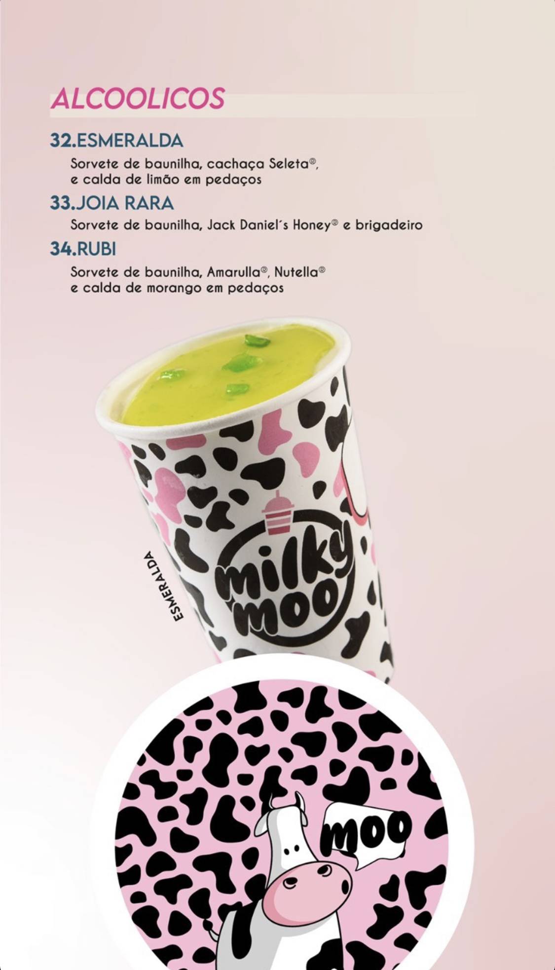 Menu em Milky Moo, Brasil