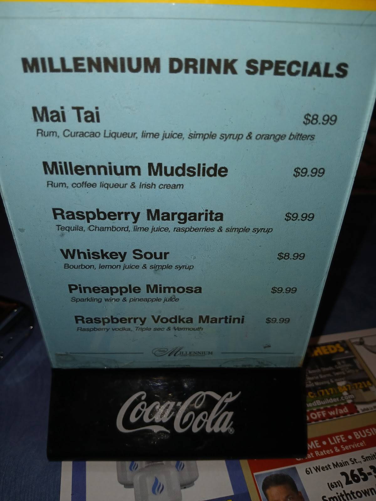 Carta del restaurante Millennium Diner, Smithtown