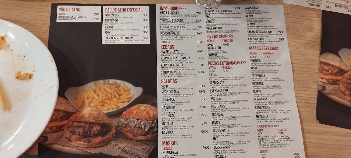Menu em Mimos Pizza restaurante, Bragança