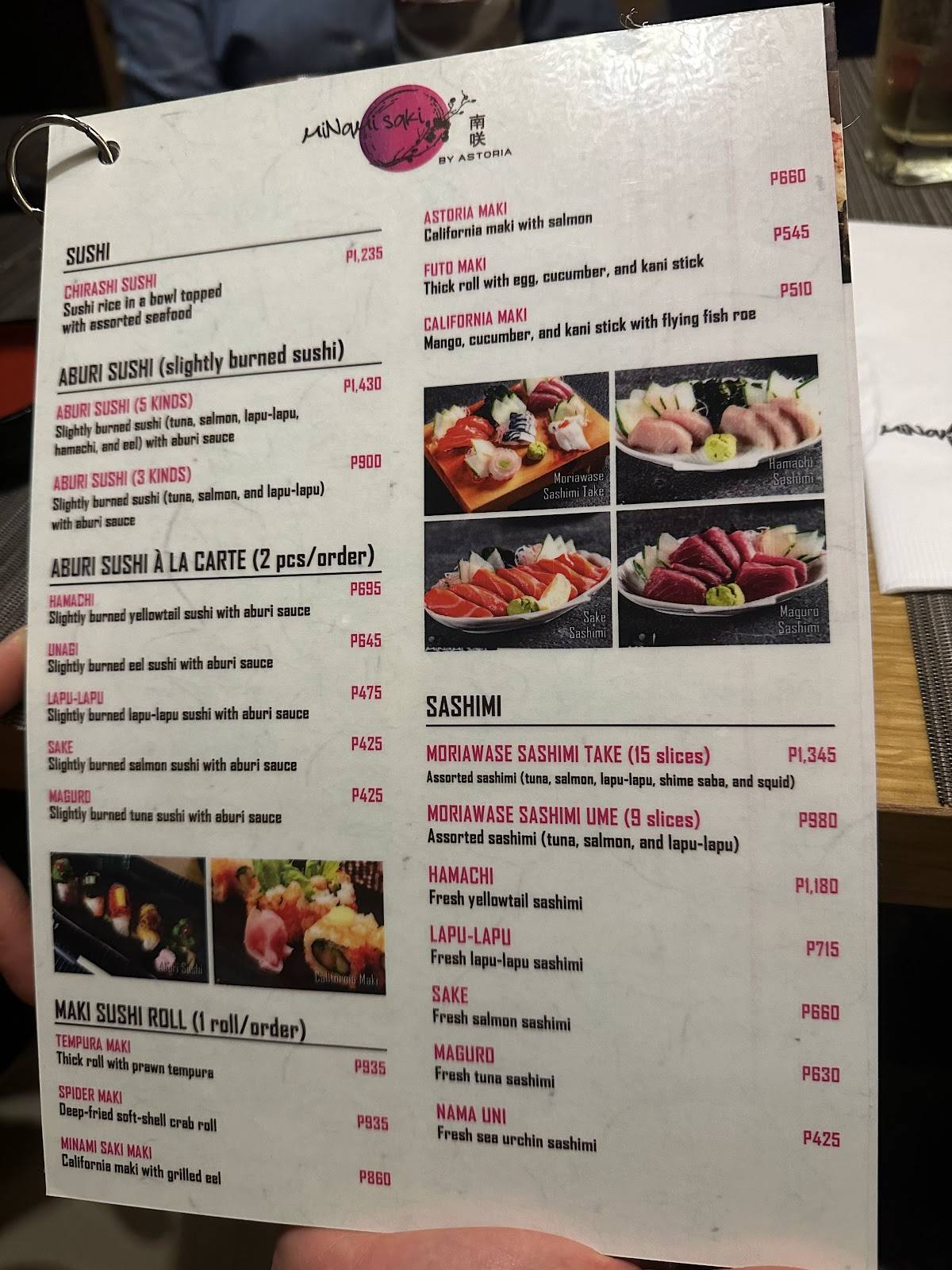 Menu at Minami Saki By Astoria restaurant, Pasig