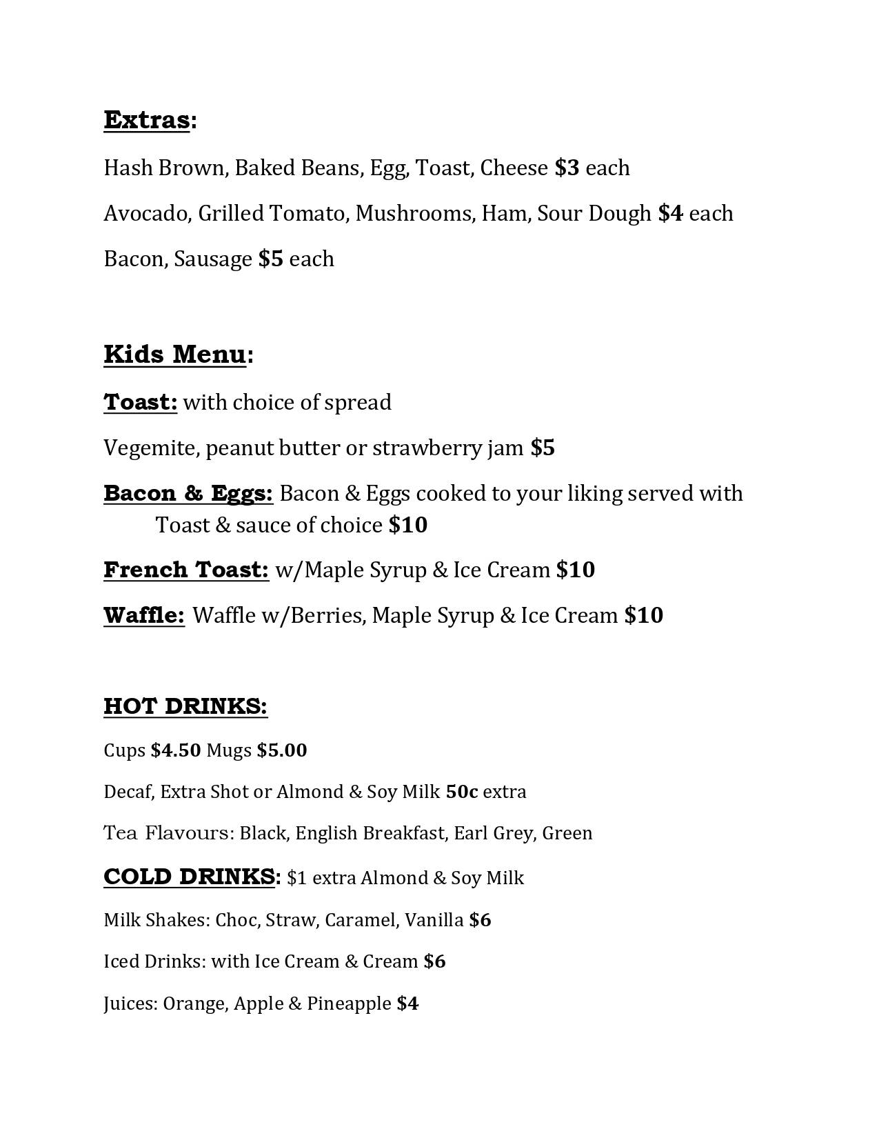 Menu at Minmi Restaurant, Minmi