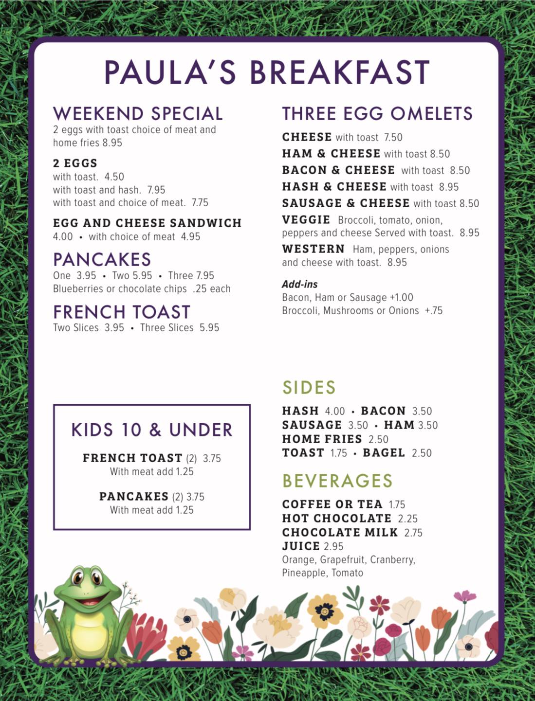 Menu at Paula's at WaNoa restaurant, Minoa