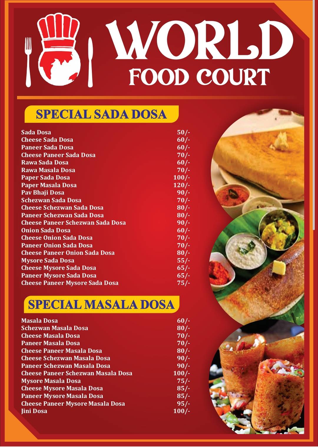 Menu at World Food Court restaurant, Mira Bhayandar