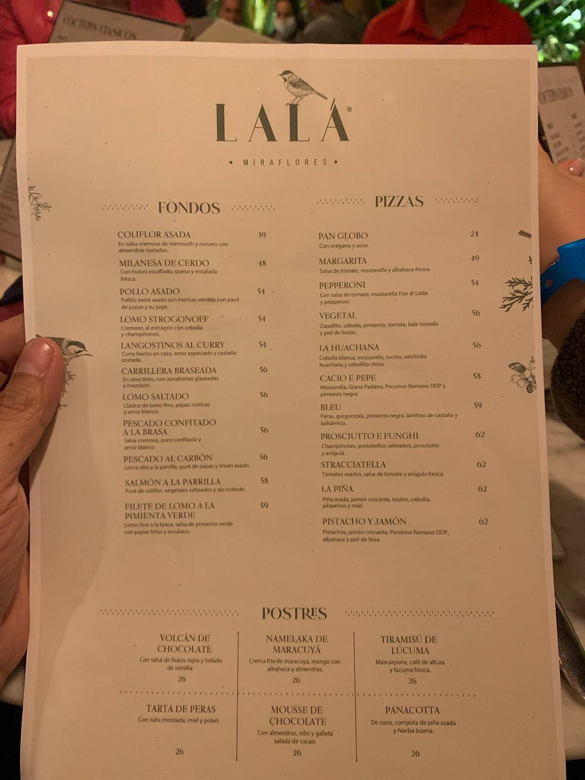 Carta del restaurante LALÁ MIRAFLORES, Miraflores, C. 2 del Mayo 701