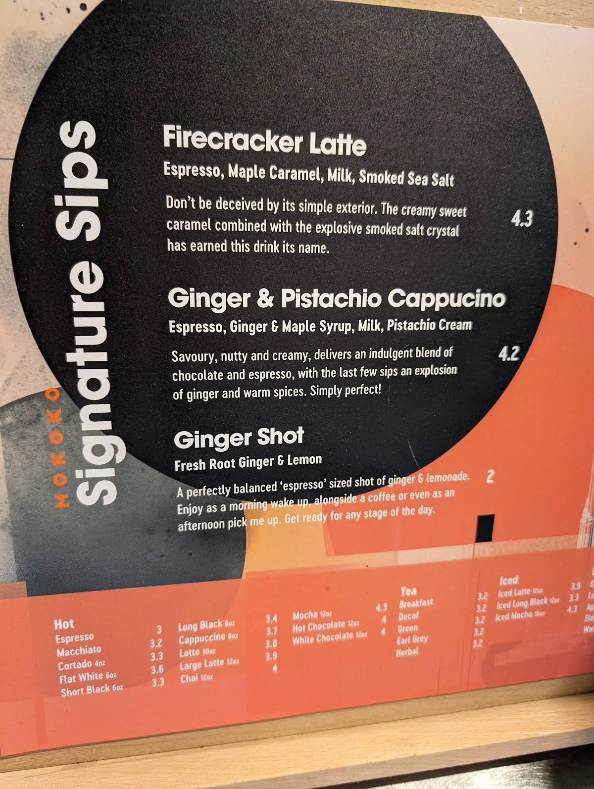 Menu at Mokoko Coffee cafe, Bath, 6 Abbey Churchyard