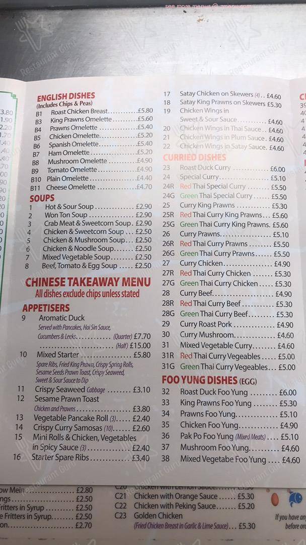 Menu at Molescroft Chinese fast food, Beverley, 49 Woodhall Way