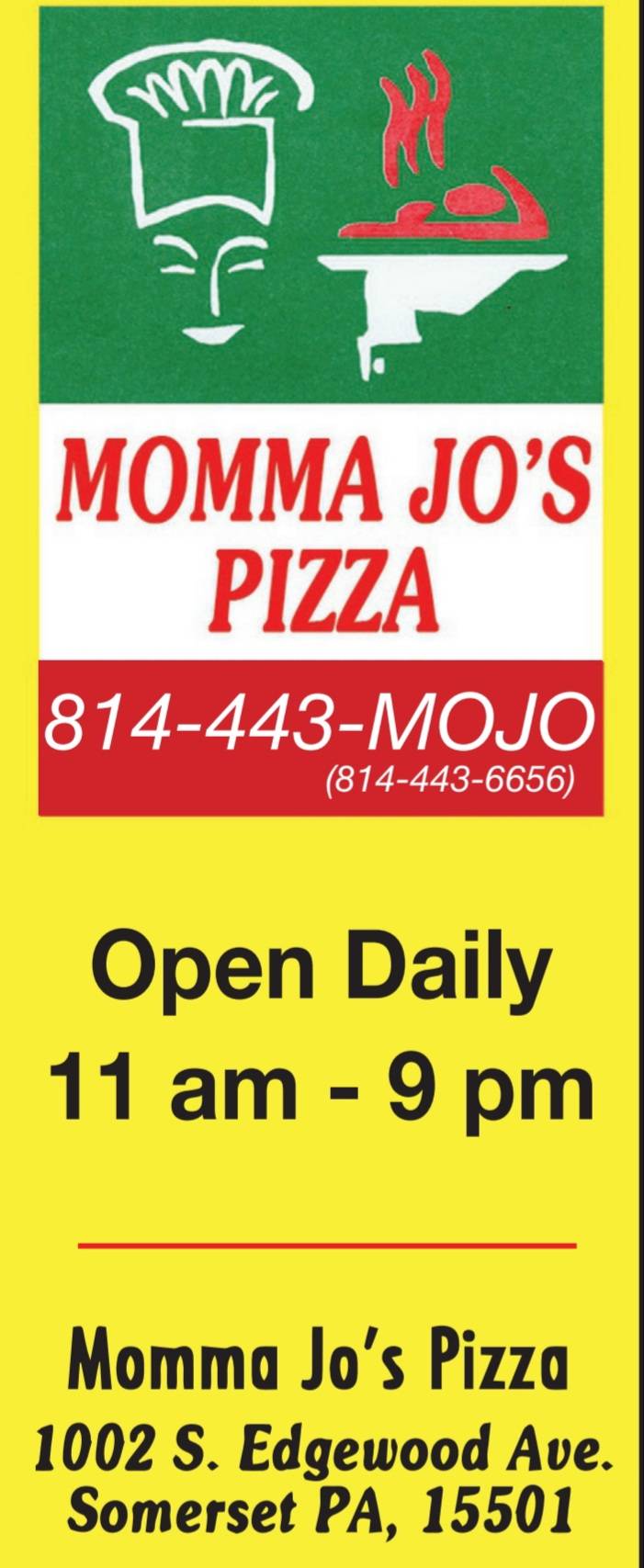 Menu at Momma Jo's Pizza pizzeria, Somerset