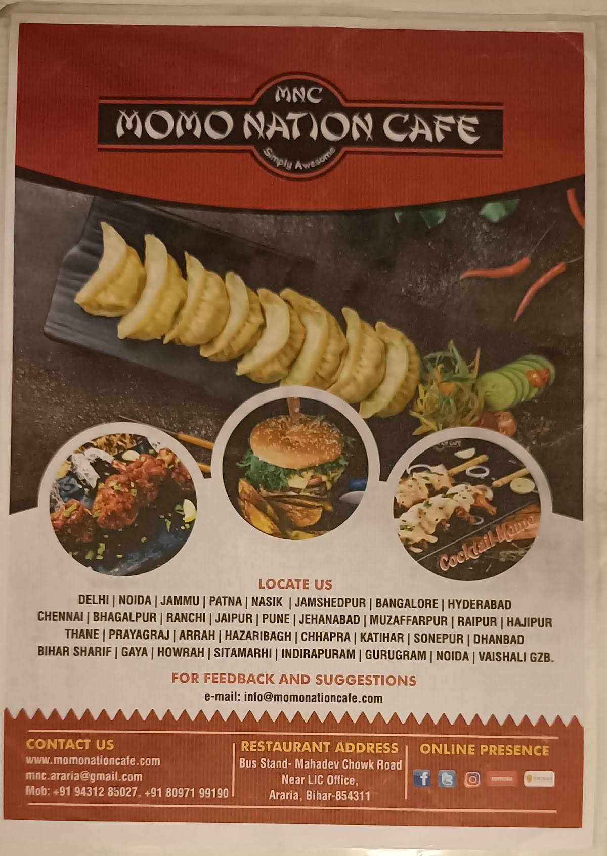 Menu at Momo Nation Family Restaurant, Araria