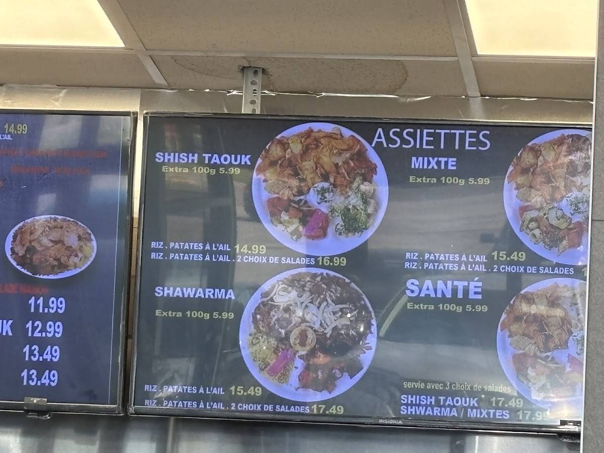 Menu au Restaurant Mon Shish Taouk, Candiac