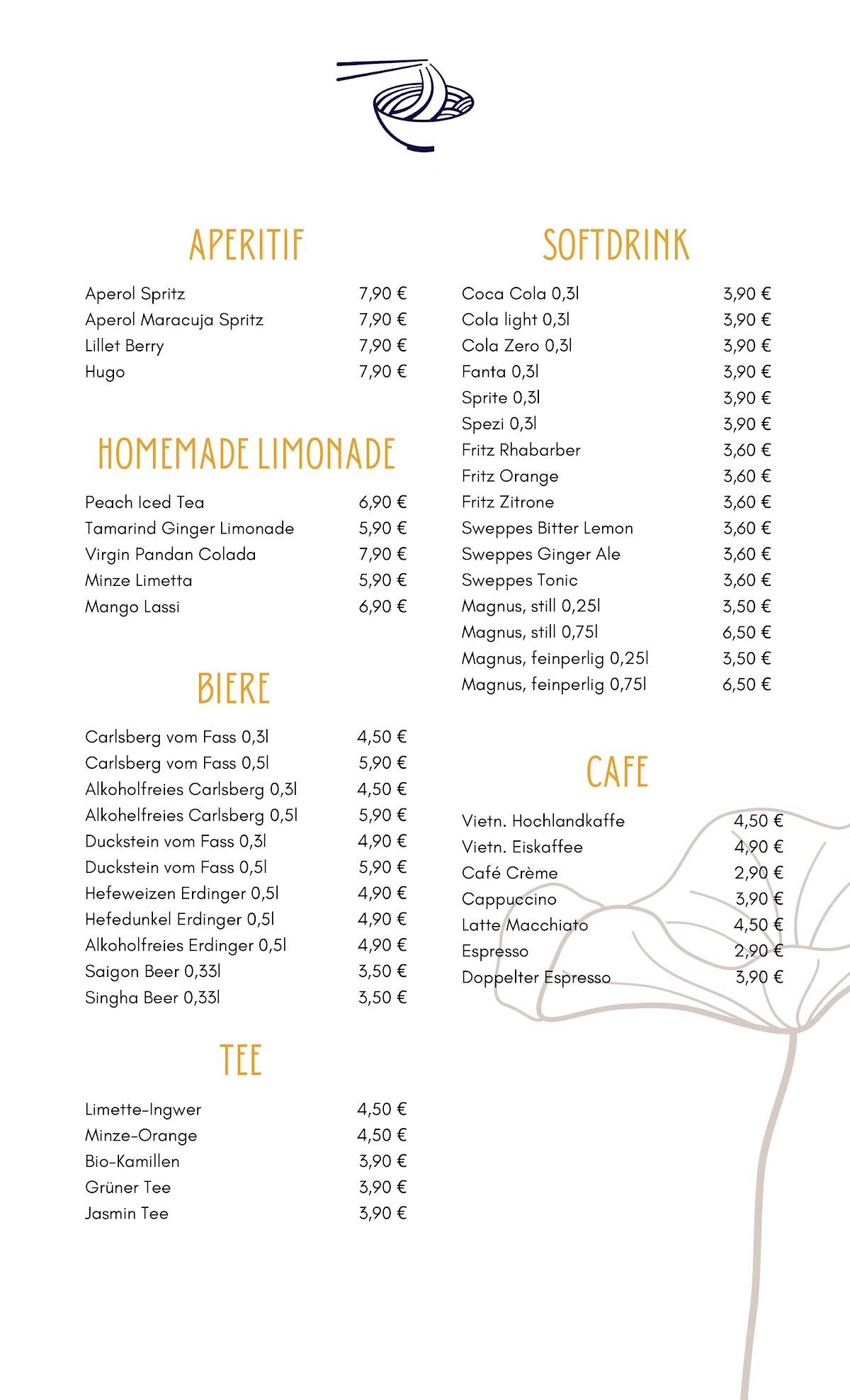 Menu at Món Việt restaurant, Seevetal