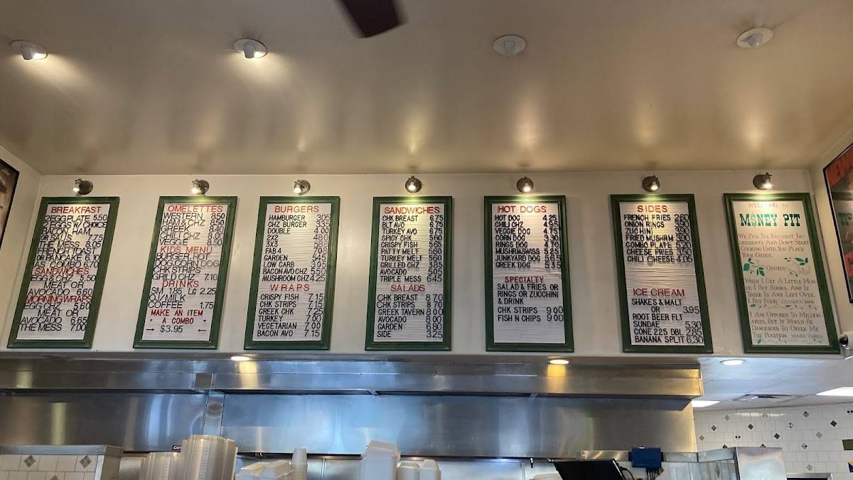Menu at Money Pit fast food, San Marcos
