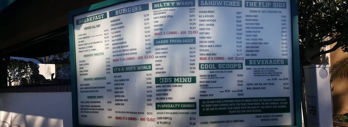 Menu at Money Pit fast food, San Marcos