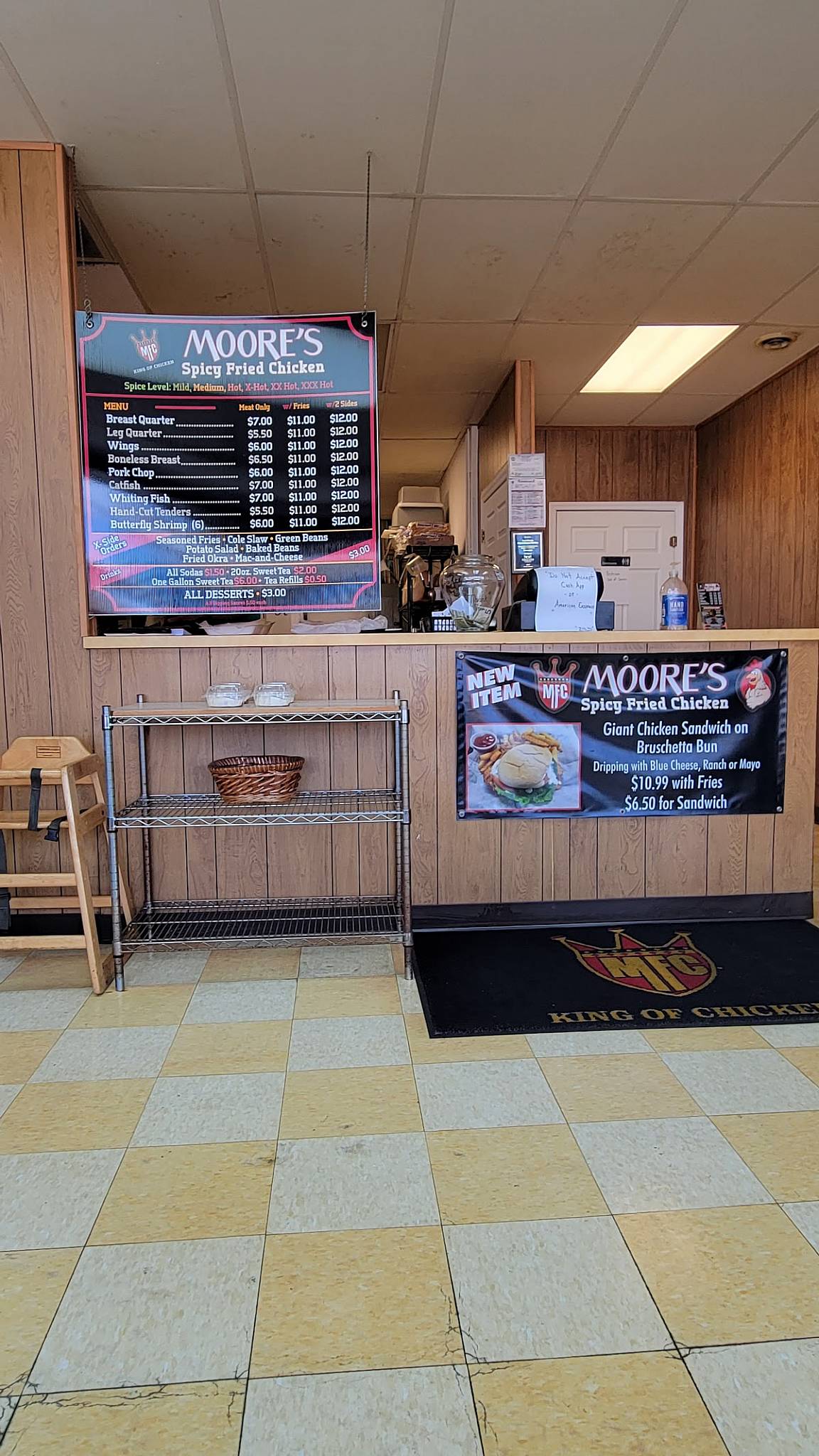 Menu at Moore's Spicy Fried Chicken restaurant, Hendersonville