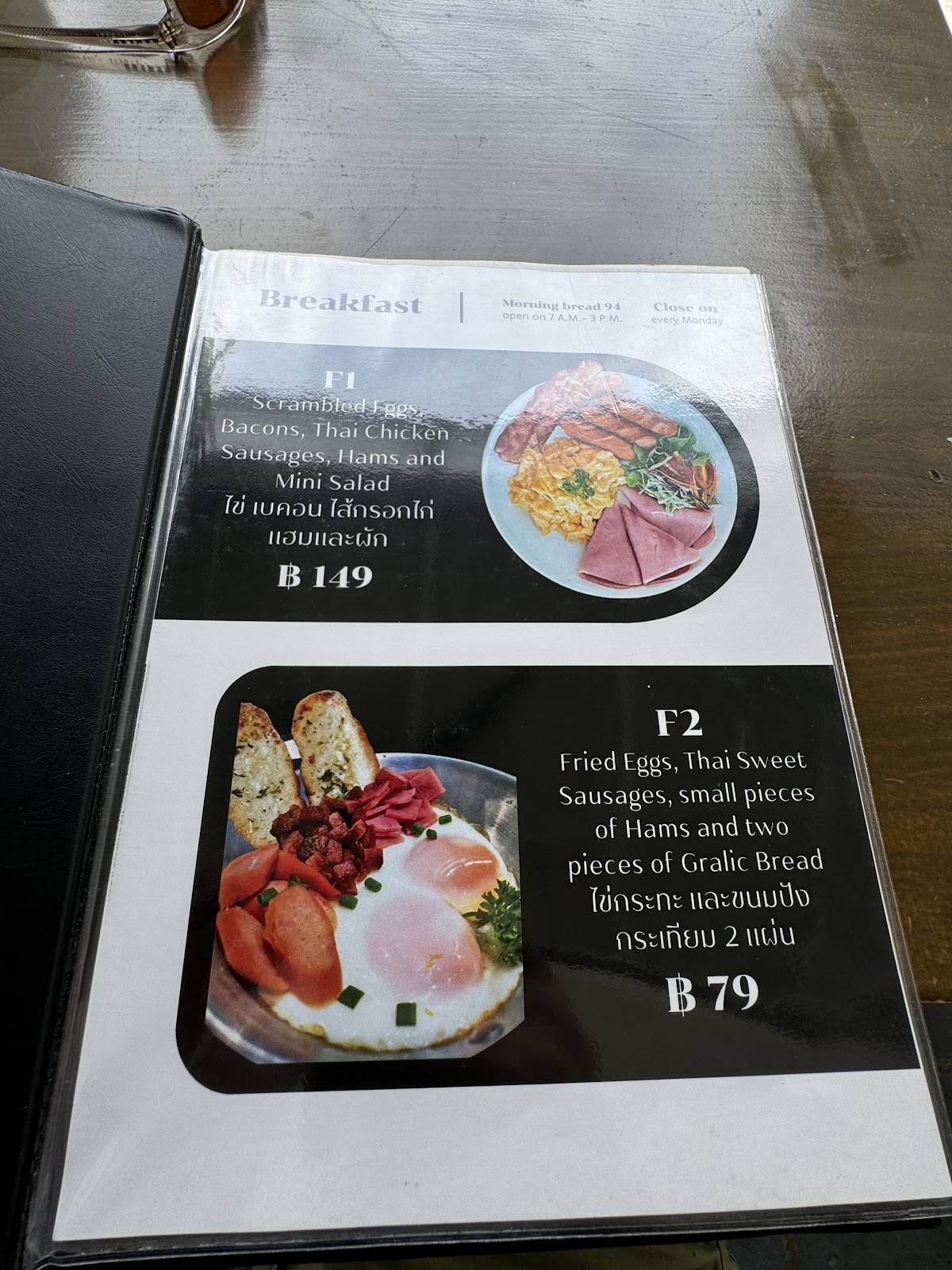 Menu at อาหารเช้าหัวหินMorning Bread Cafe' & Restaurant Hua Hin 94, Hua Hin