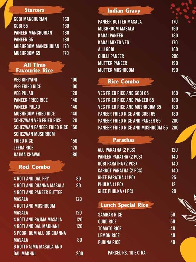Menu at Mother Maa Kitchen, Chennai