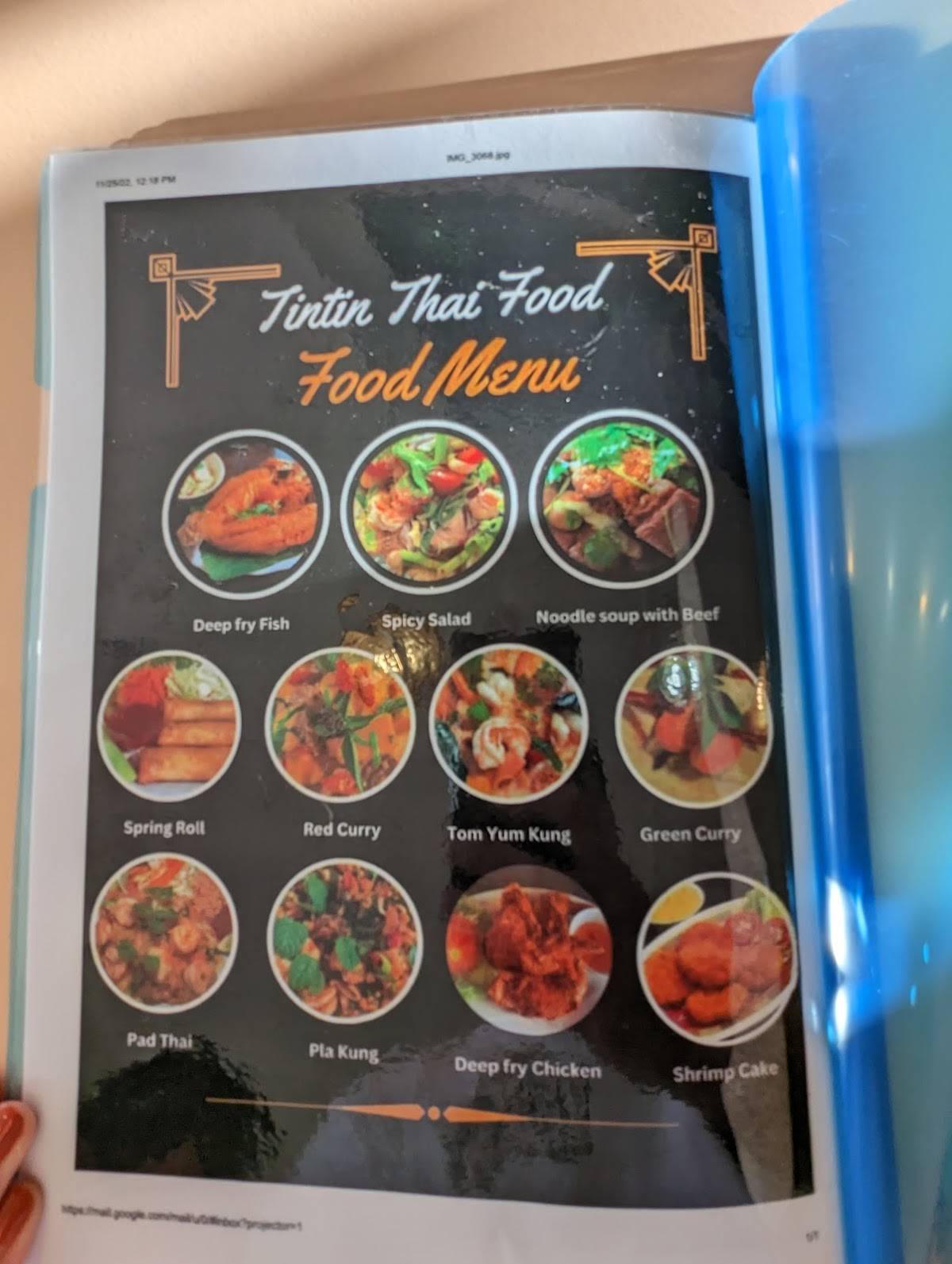 Menu at TinTin Thai Food restaurant, Mount Isa