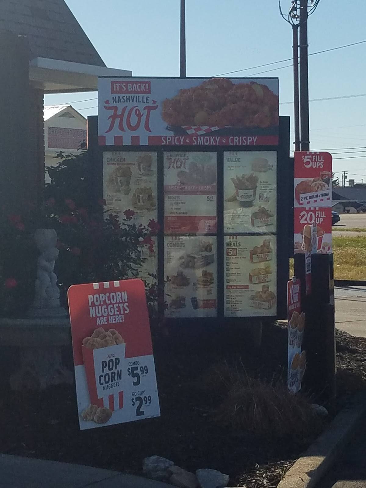 Menu at KFC fast food, Mount Sterling