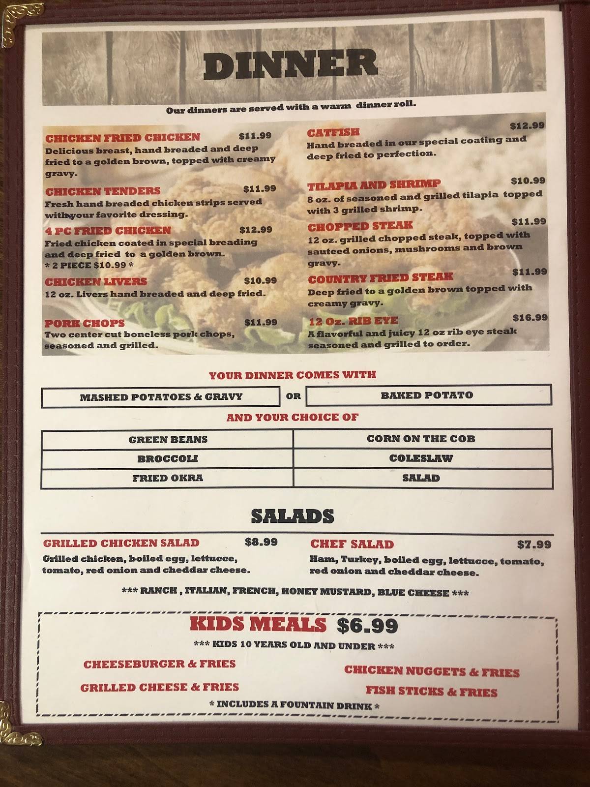 Menu at Red Barn Cafe, Mount Vernon, 107 W Mt Vernon Blvd