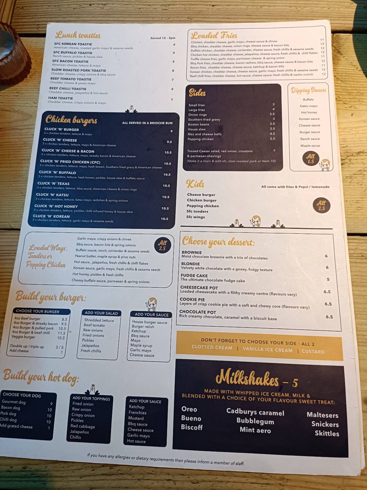 Menu at Moustache Jacks x Cluck n Chuck cafe, Saint Austell