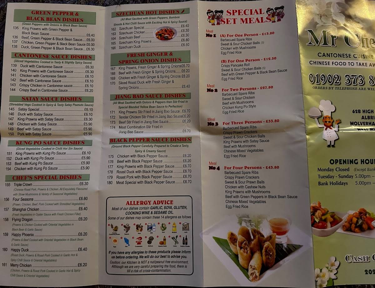 Menu at Mr Chef fast food, Albrighton, 62B High St