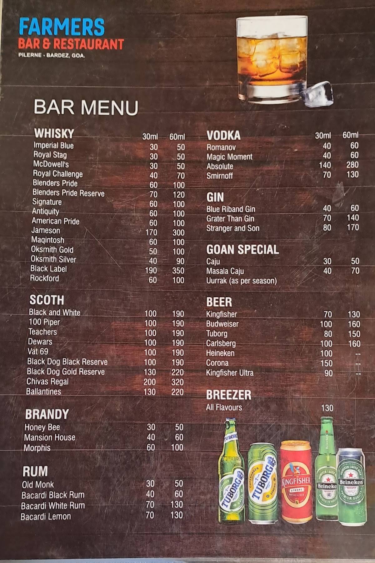 Menu at Mr Farmer Family Bar and Restaurant, Pilerne