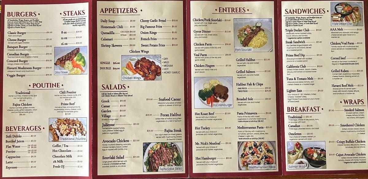 Menu at Mr Nick's Grill restaurant, Vaughan