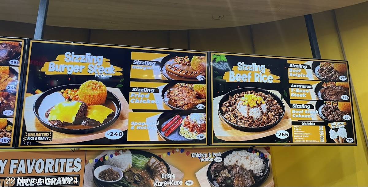Menu at Mr. Sizzlers Unli Rice & Gravy restaurant, Cebu City, Sm Seaside