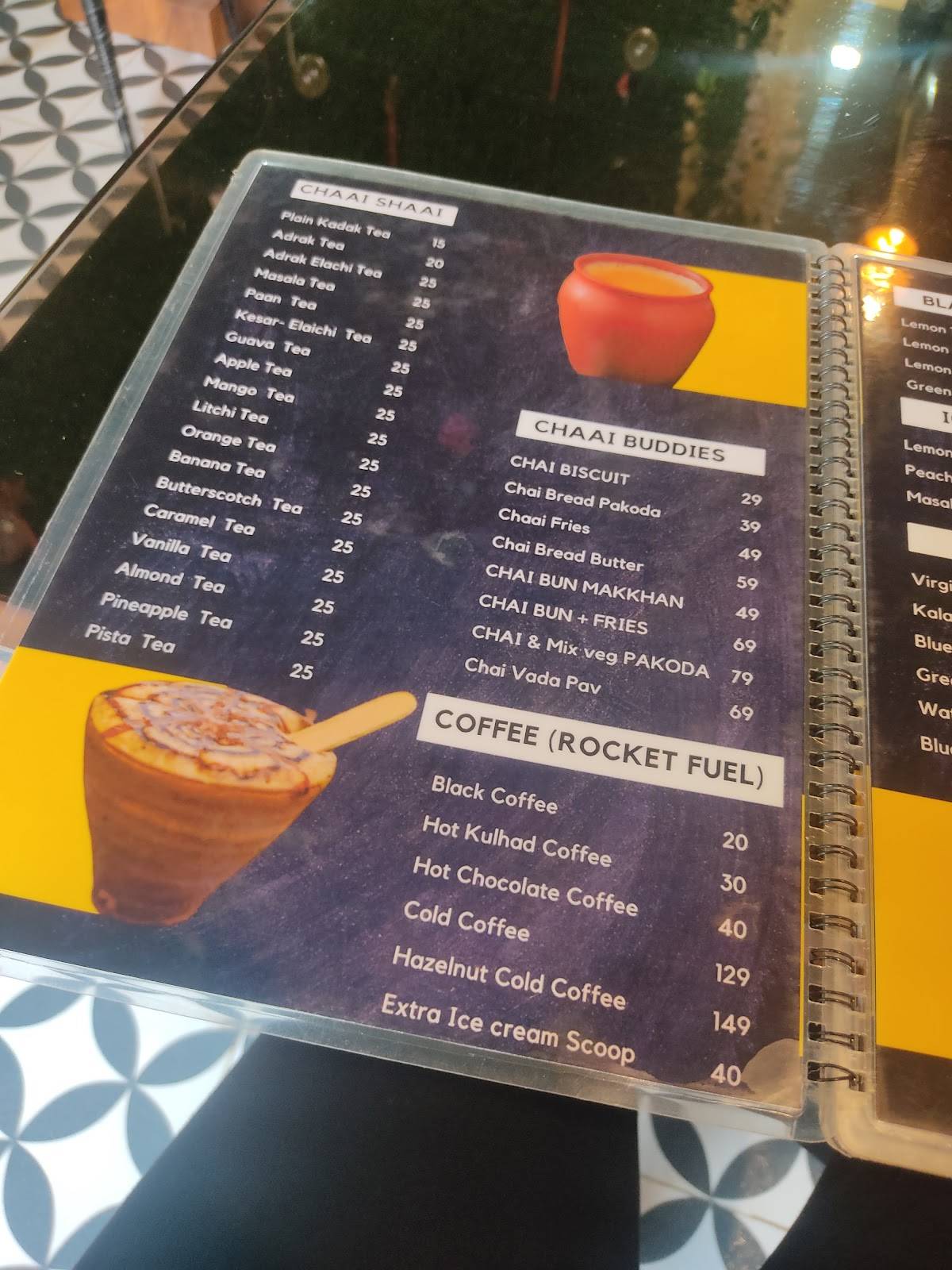 Menu at Mr. T cafe, Kanpur