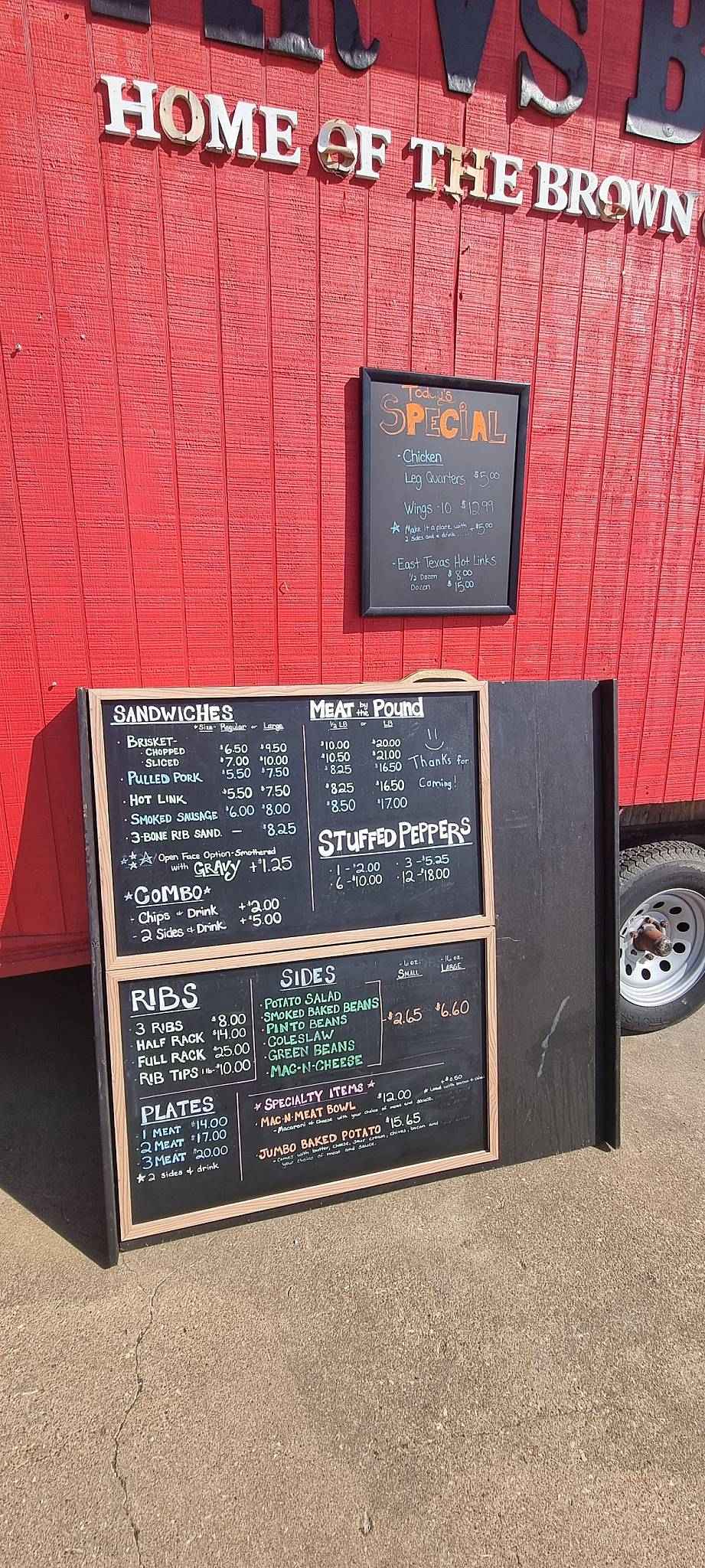 Menu at Mr.V's BBQ, Denison