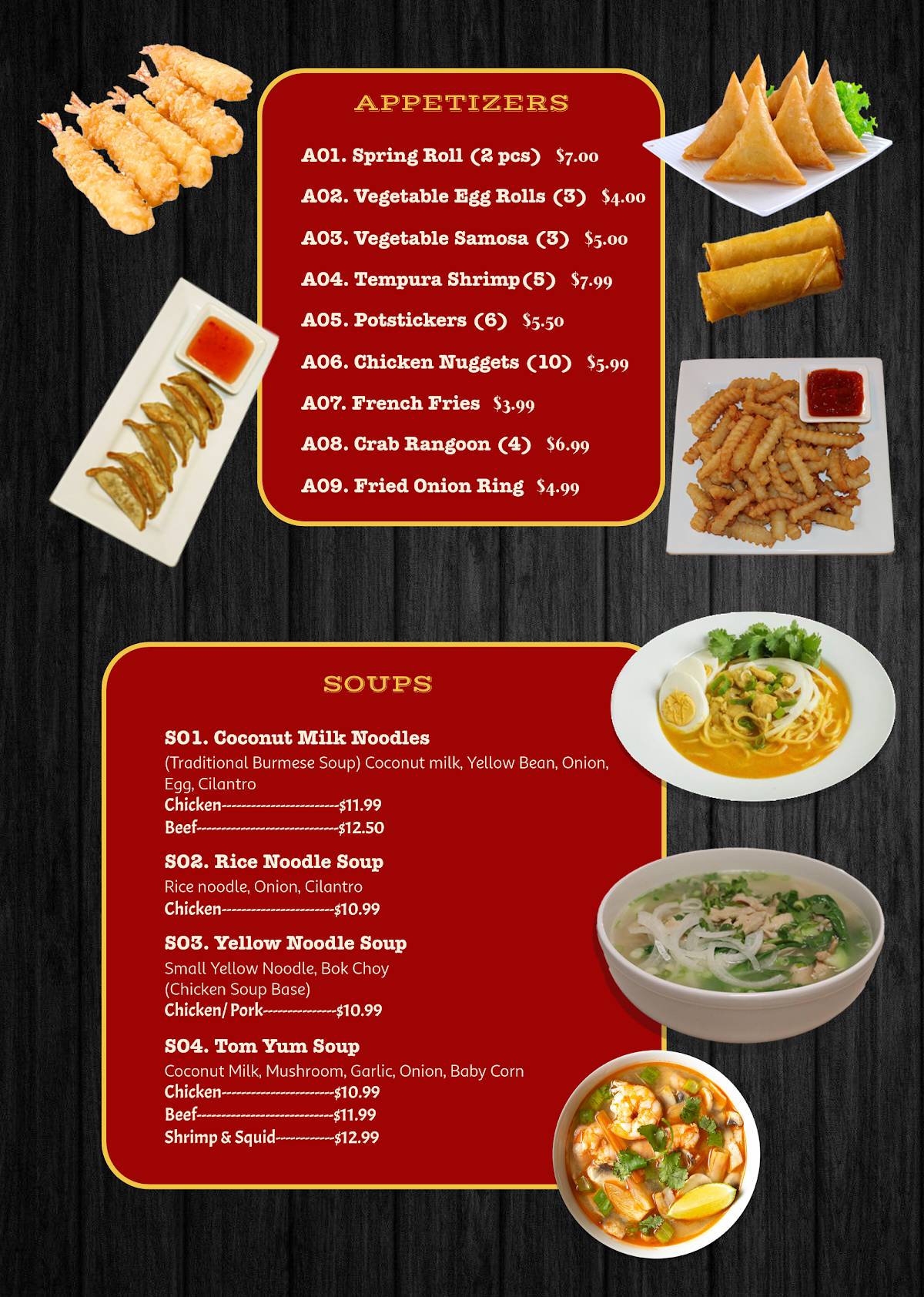 Menu at Mr Wok - Southeast Asian restaurant, Pewaukee