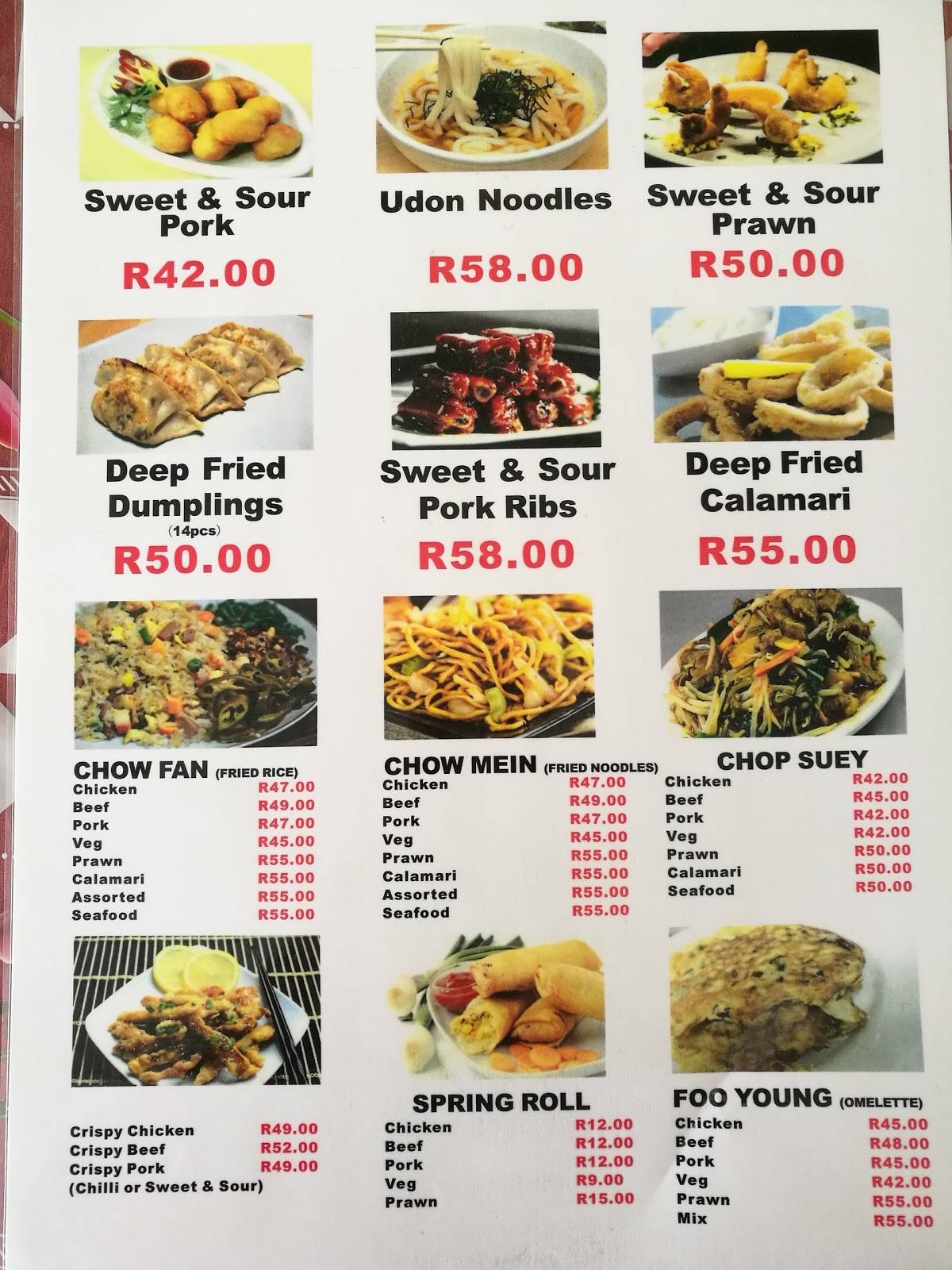 Menu at Mr.panda Chinese Food&Sushi restaurant, Kempton Park