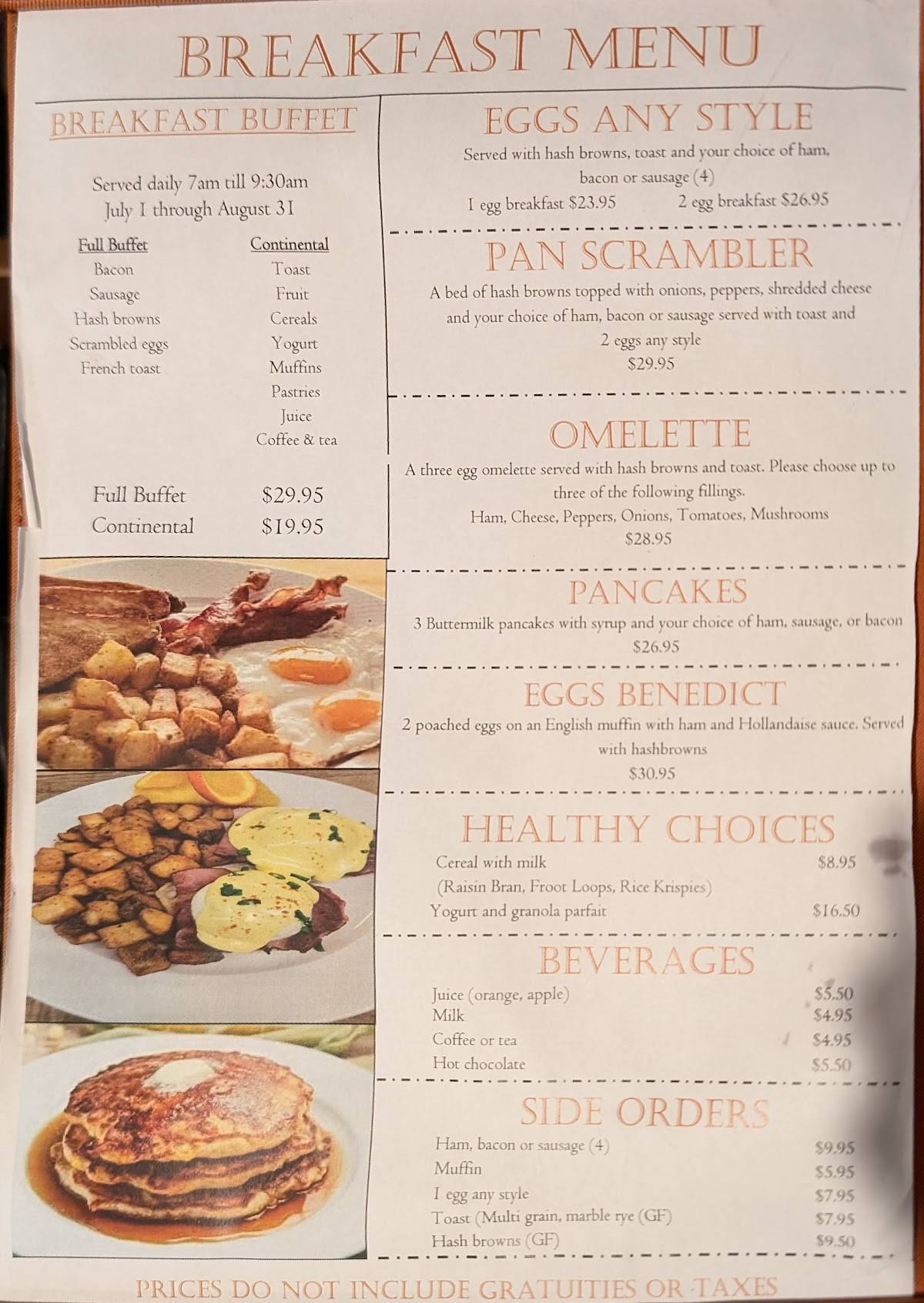 Menu at Mt. Wilson Restaurant, Canada, X7F2+9X